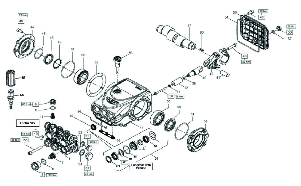 Altrad Belle :: Belle Spare Parts : BWX 15/250 - Pump Assembly
